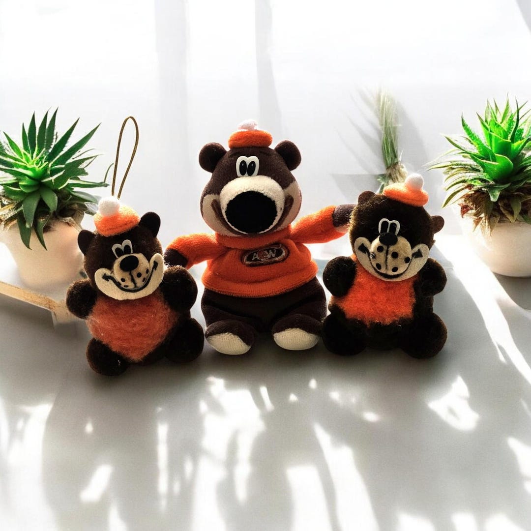 3 Vintage A&W Root Bear Stuffed Toys/ornaments - Etsy
