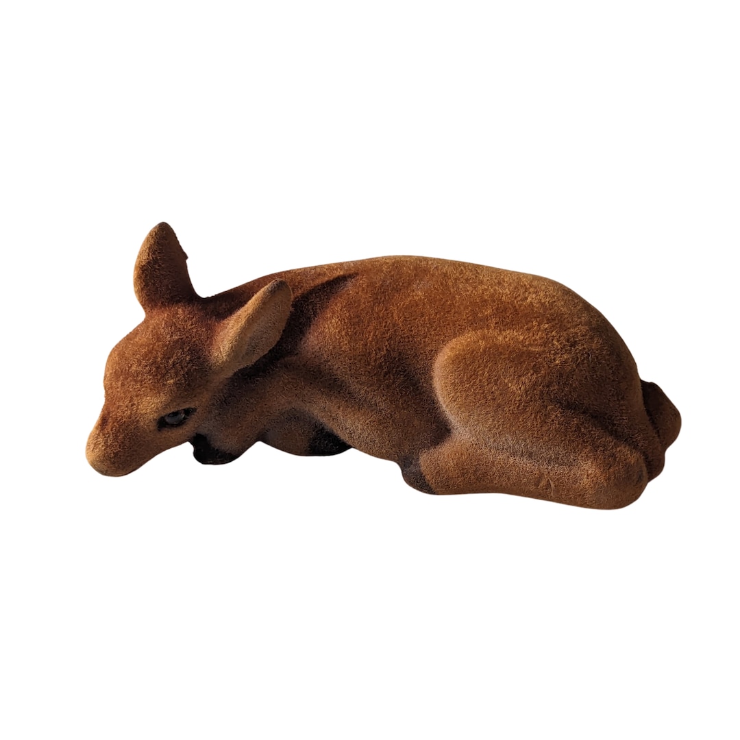 Flocked Doe Fawn Figurines / Set of 2 / Vintage Cute Bambi Figure ...