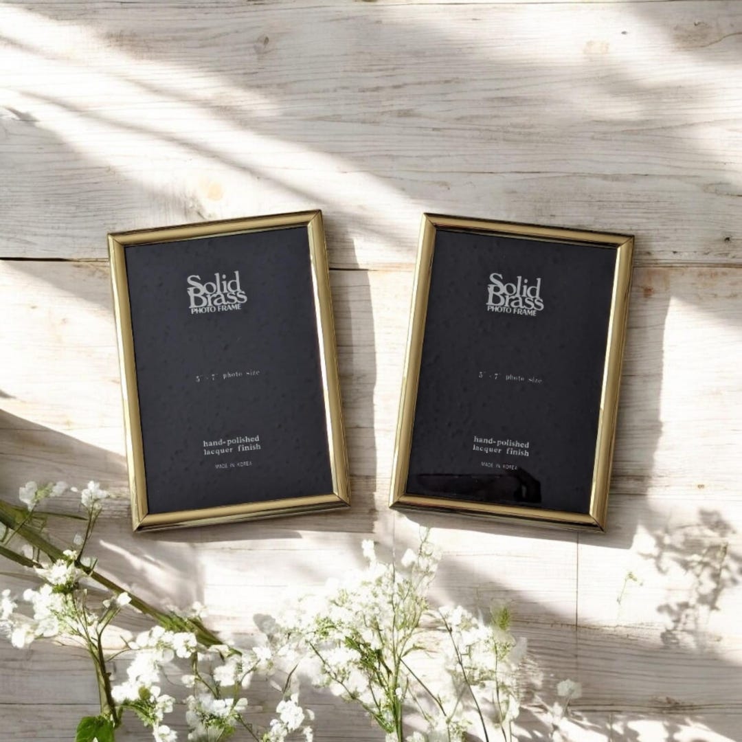 Set of (2) Solid Brass Frames 5 X 7 / Made in Korea / Vintage Frames ...