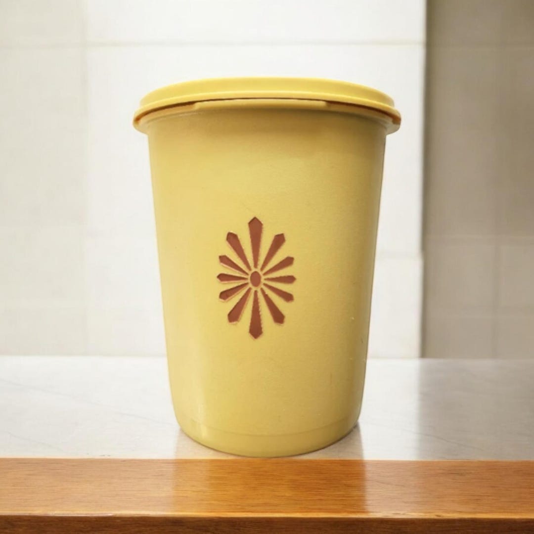 Vintage Lemon Yellow Tupperware Cannister / Vintage Tupperware / Lemon ...