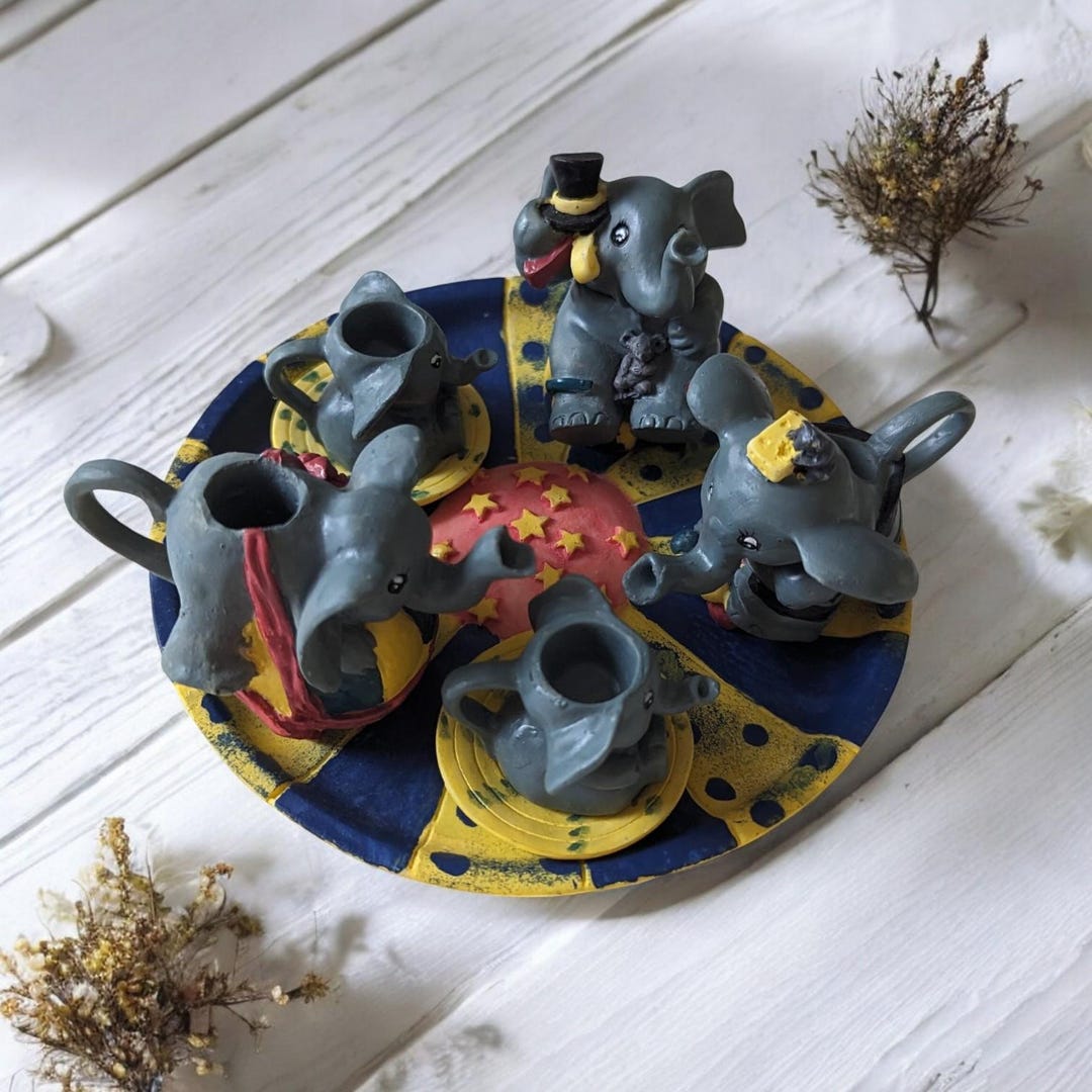 Vintage 1990's Circus Themed Miniature Tea Set / Vintage Circus Tea Set ...