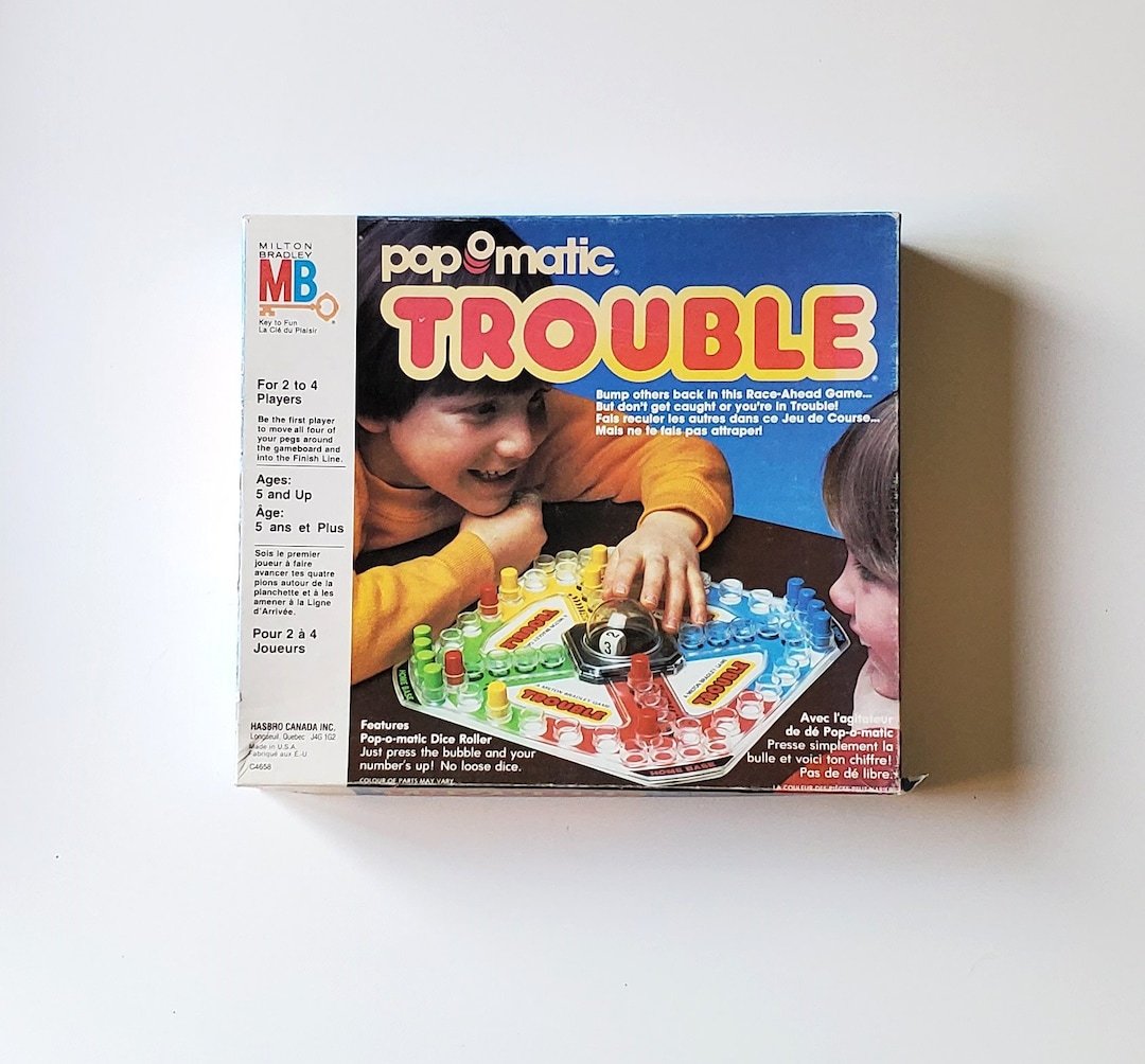 1986 Pop O Matic Trouble Board Game / Vintage Board Games / 1980's ...