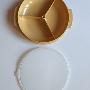 Vintage TUPPERWARE Round Small Serving Tray / Frosted White Lid ...