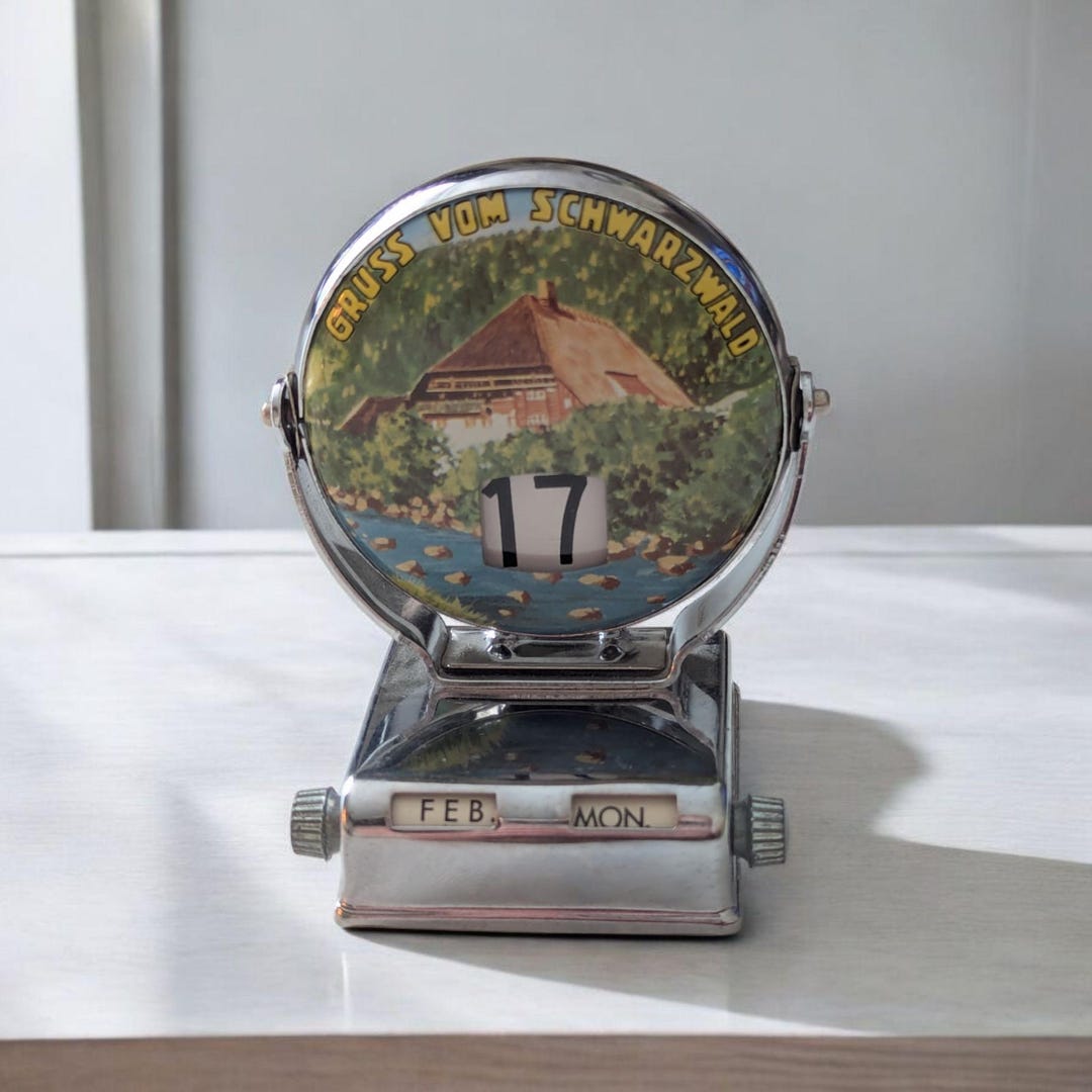 Vintage Perpetual Calendar, With German Saying Greetings From the Black ...