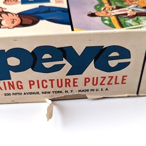 1960's Vintage Popeye rough Waters Jaymar 2 in 1 Interlocking Jigsaw ...