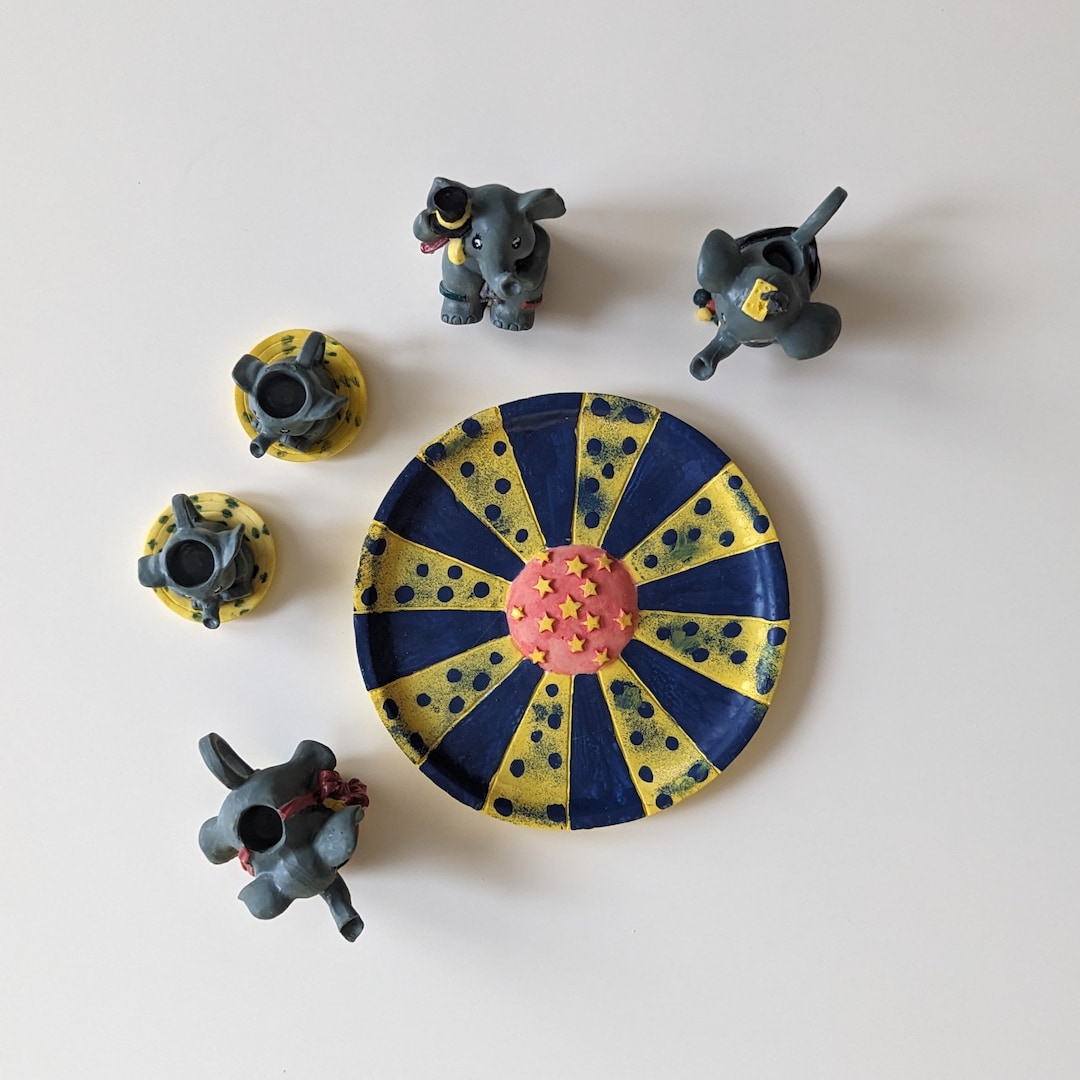 Vintage 1990's Circus Themed Miniature Tea Set / Vintage Circus Tea Set ...