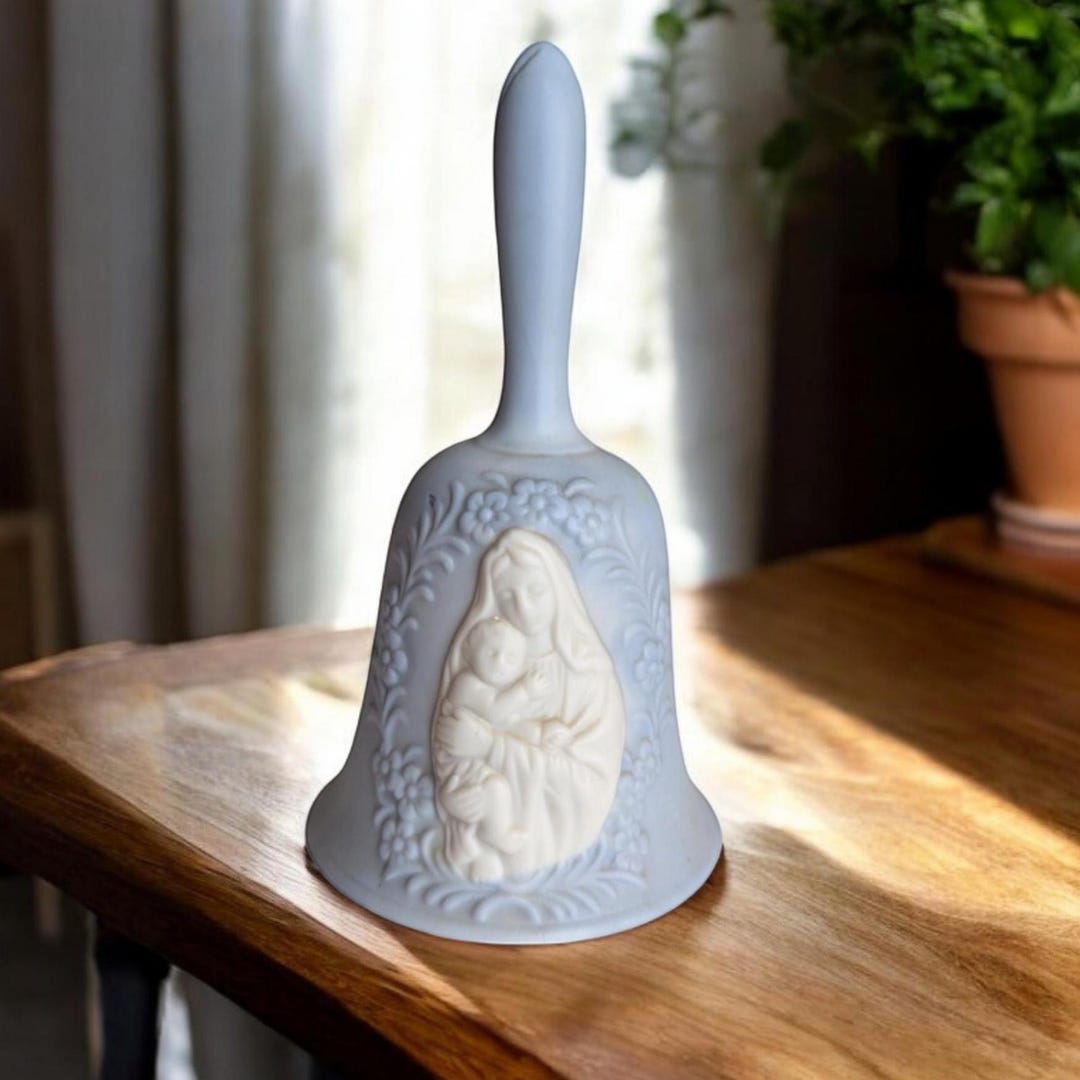 Mother Mary Blue and White Ceramic Bell / Dinner Bell / Vintage Home ...