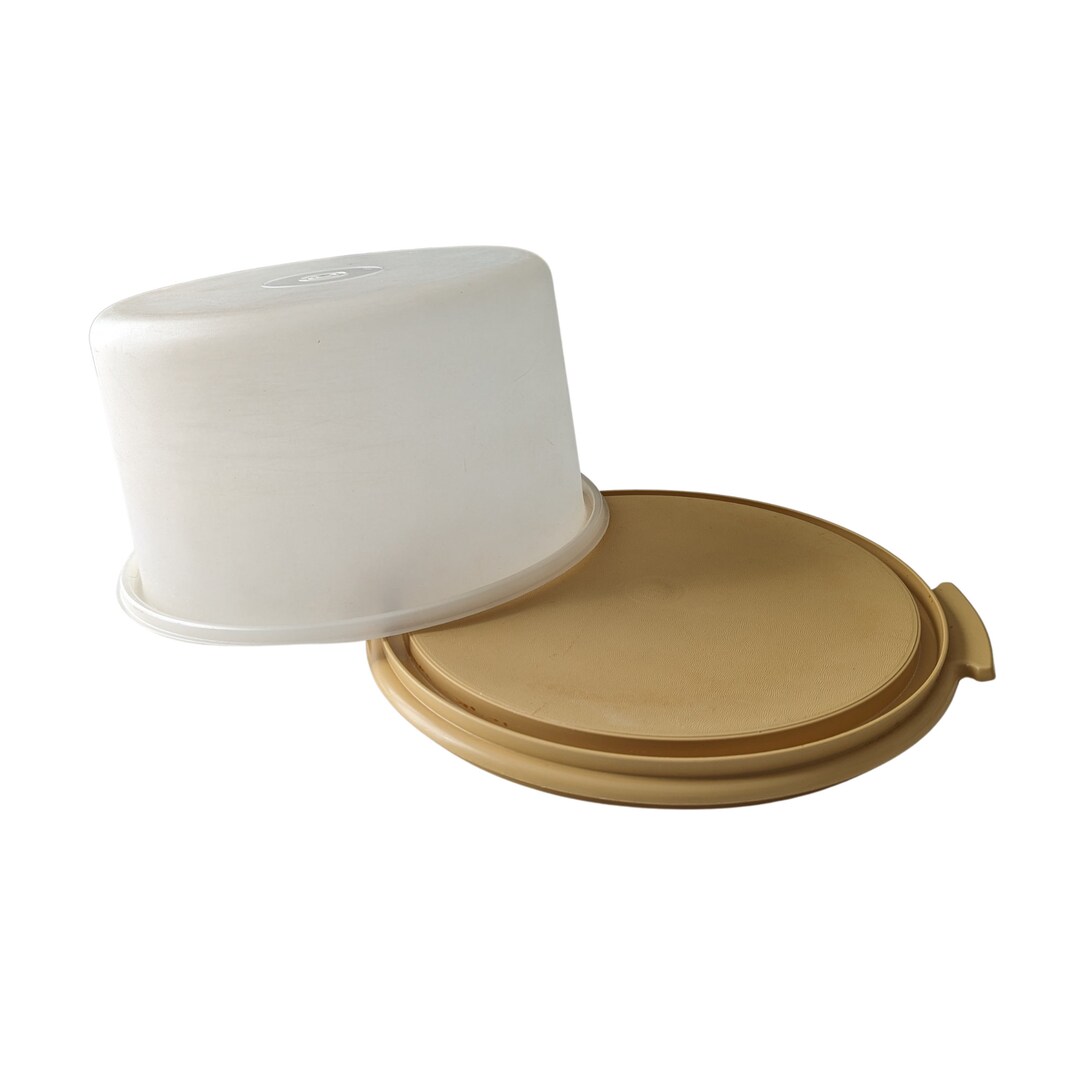 1970s Tupperware Cake Carrier Vintage Harvest Gold Round Cake Keeper ...