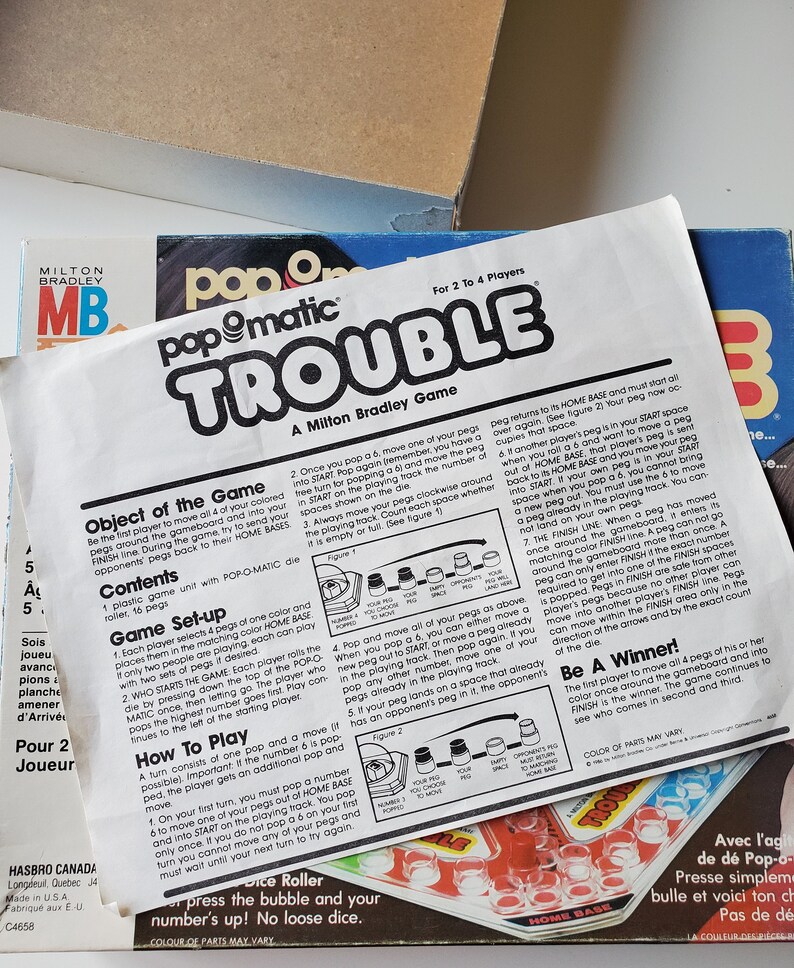 1986 Pop O Matic Trouble Board Game - Etsy