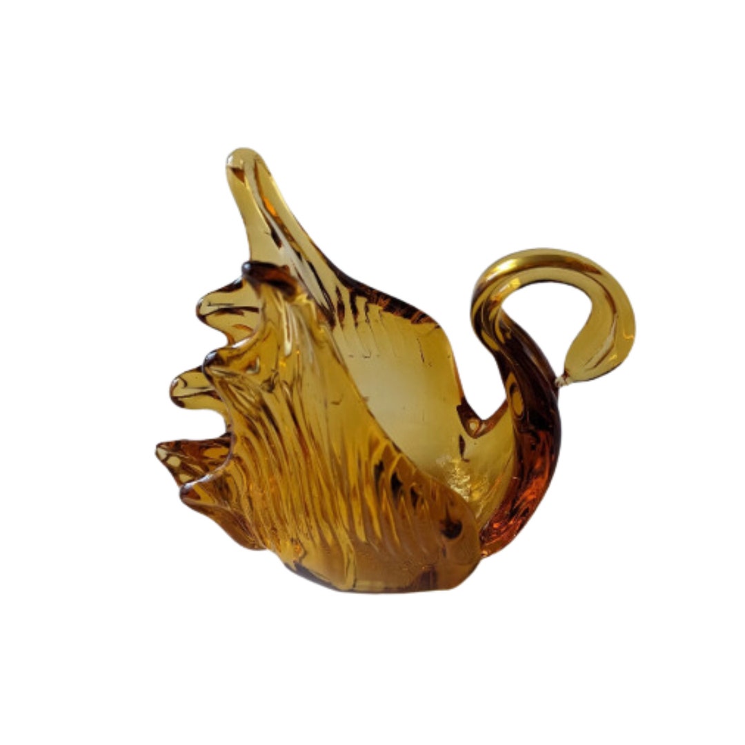 Amber Glass Swan / Vintage Swan / Swan Art / Yellow Glass / Swan ...