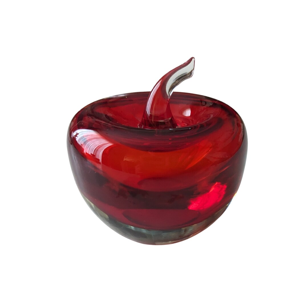 Vintage Blenko Glass Apple / Blenko Apple / Glass Paperweight / Home ...