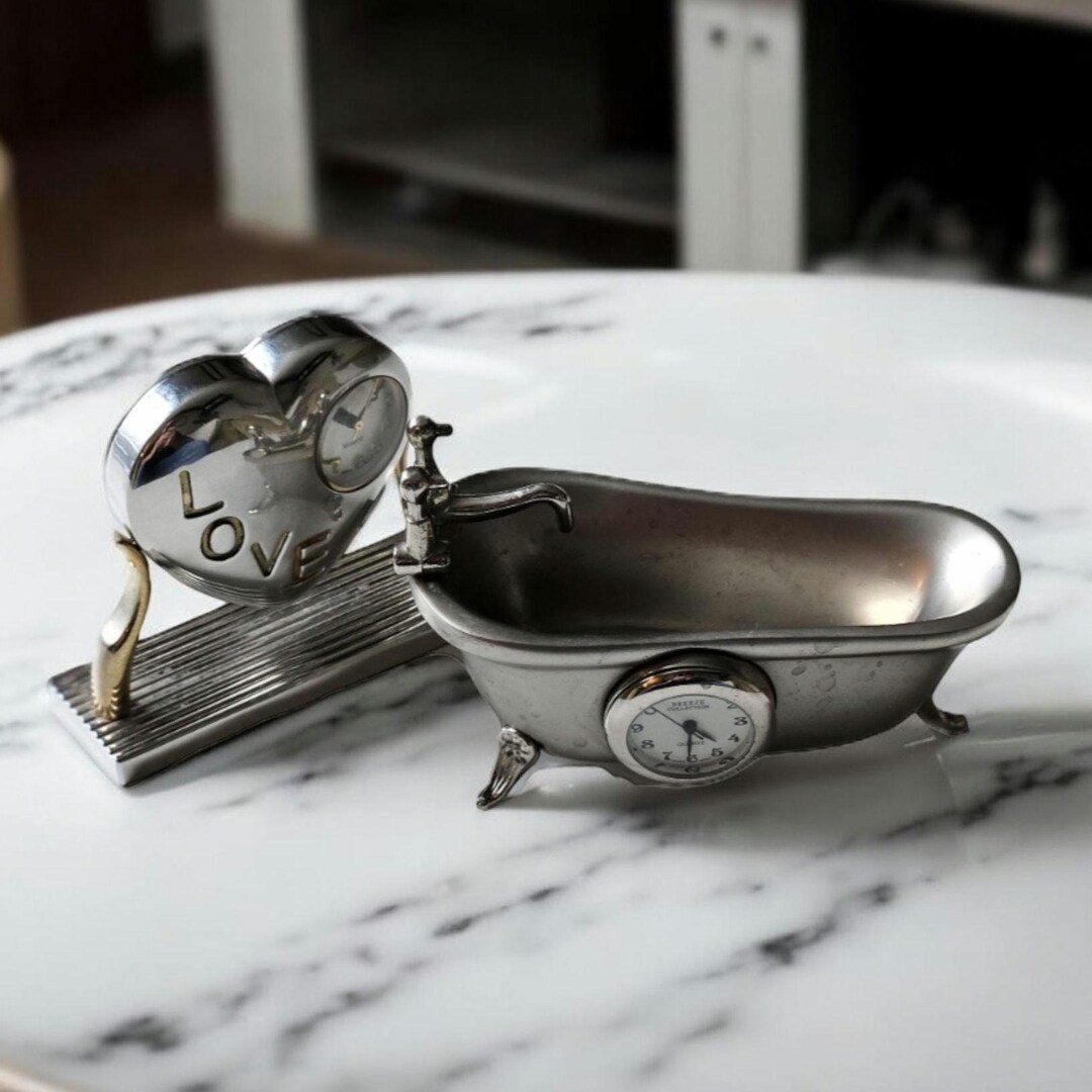 Set of 2 Pewter Breeze Collection Clocks *untested* - Etsy