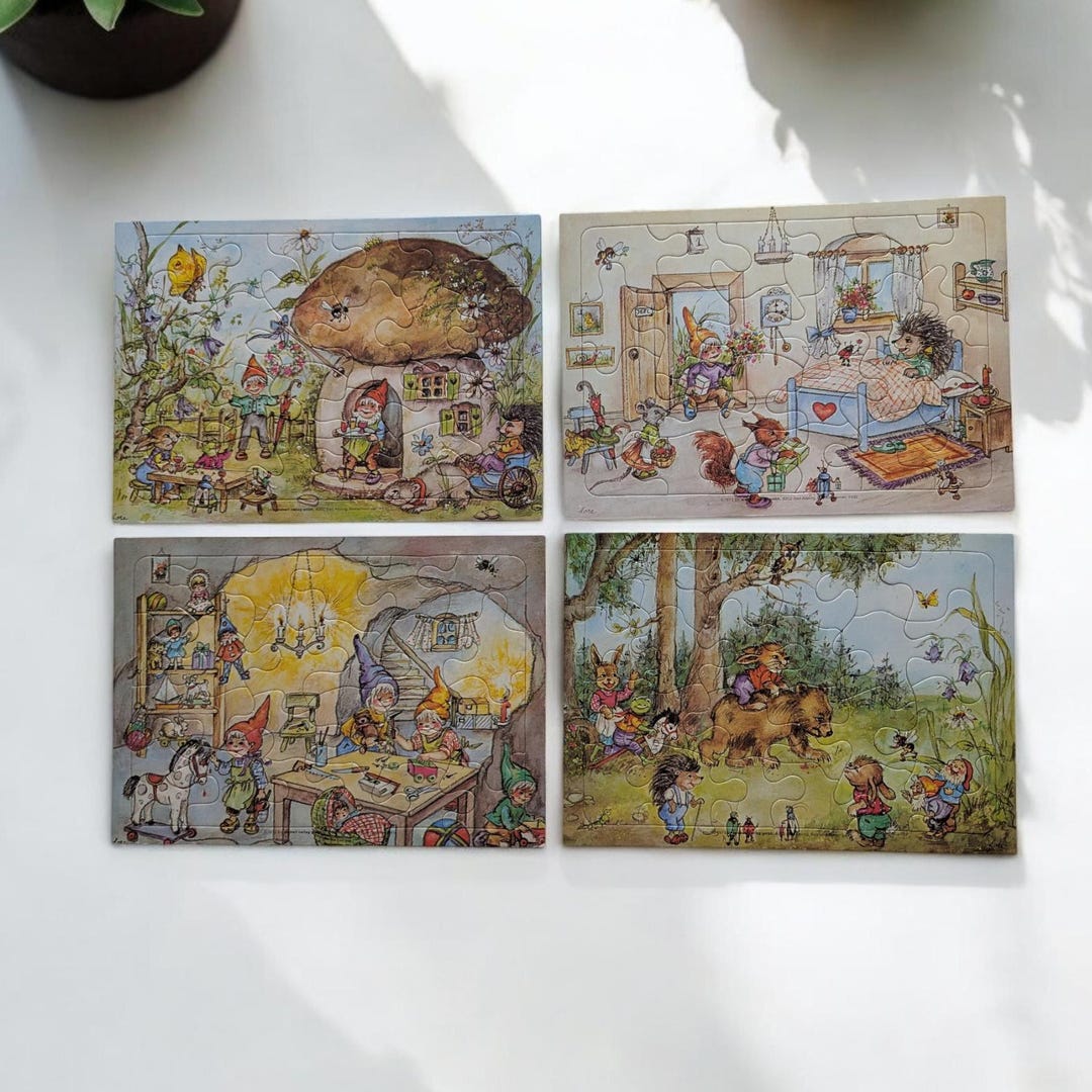 1973 Rare Puzzles / Set of 4 / Cute Animals Vintage Puzzles 1970s ...