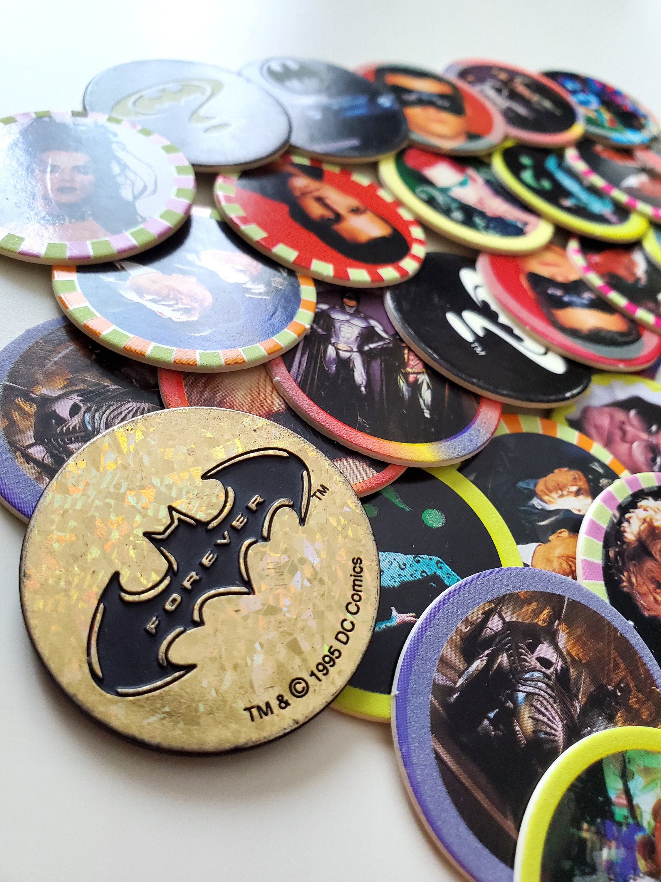 1995 Mcdonald's Batman Forever pogs and Slammer Batman Pogs / Vintage ...