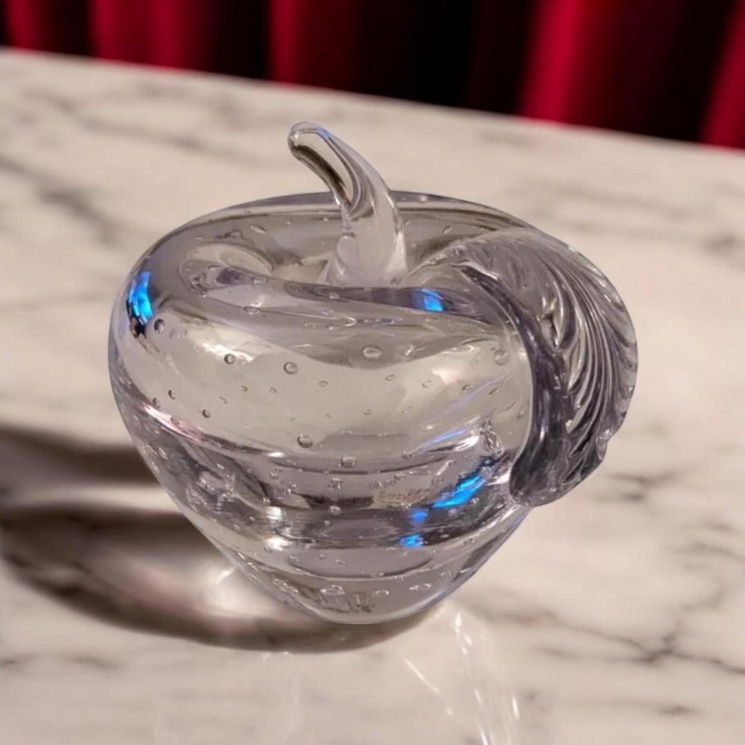 Vintage Blenko Glass Apple / Blenko Apple / Glass Paperweight / Home ...