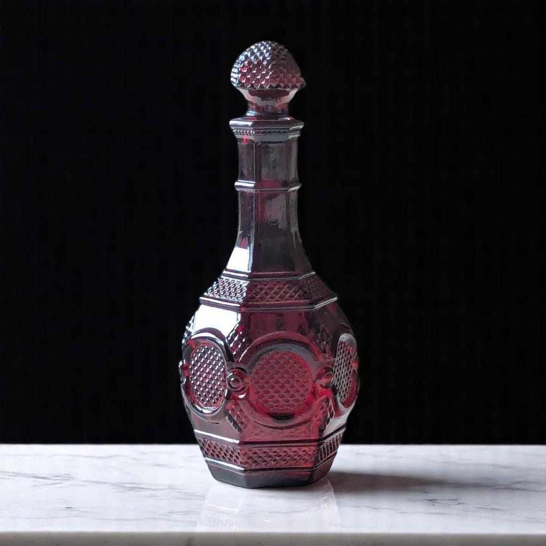 Vintage AVON Cape Cod Ruby Red Glass Decanter - Etsy