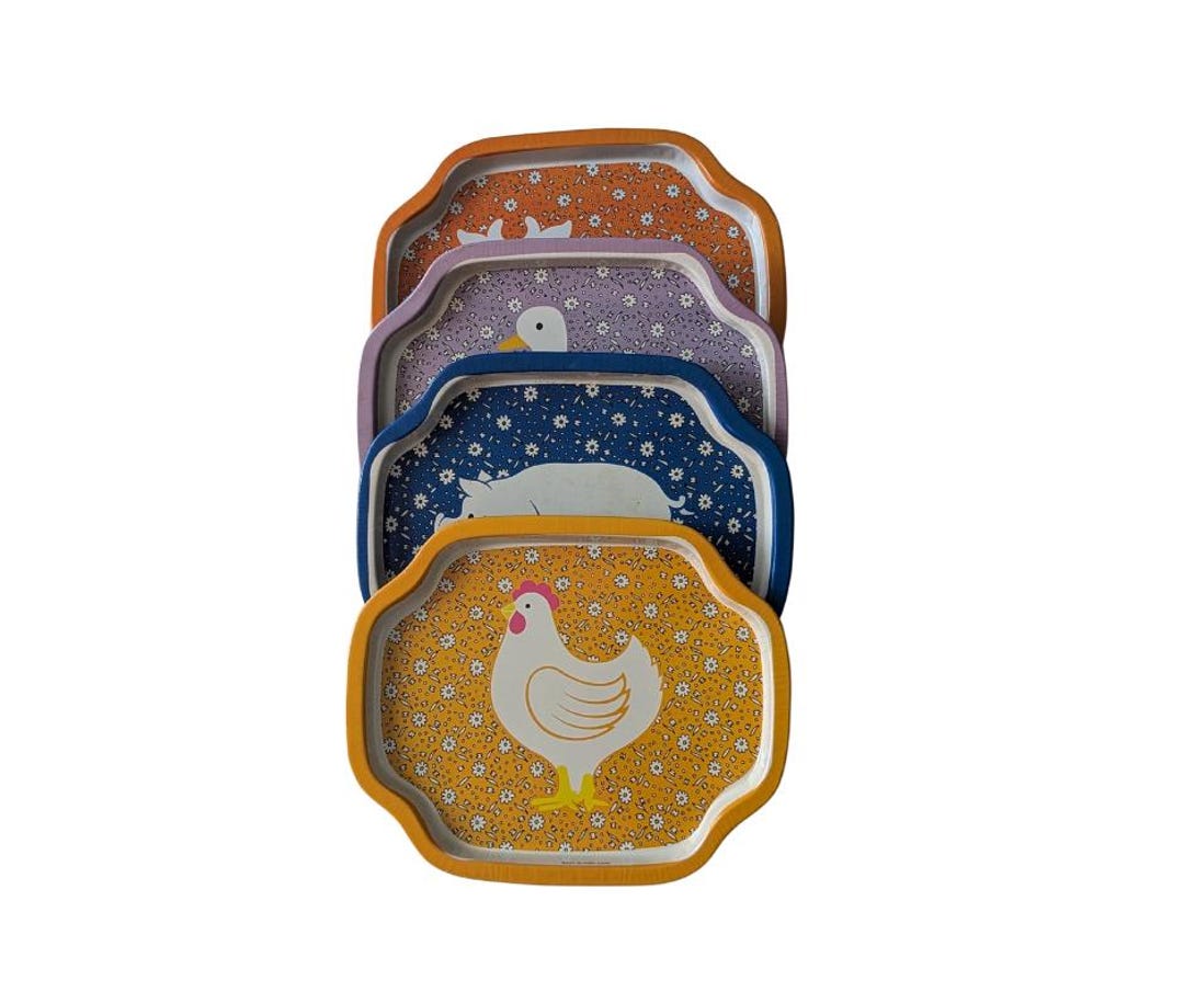 1970's Farm Animal Tin Trays / Set of 4 / Made for Woolworths / Hong ...