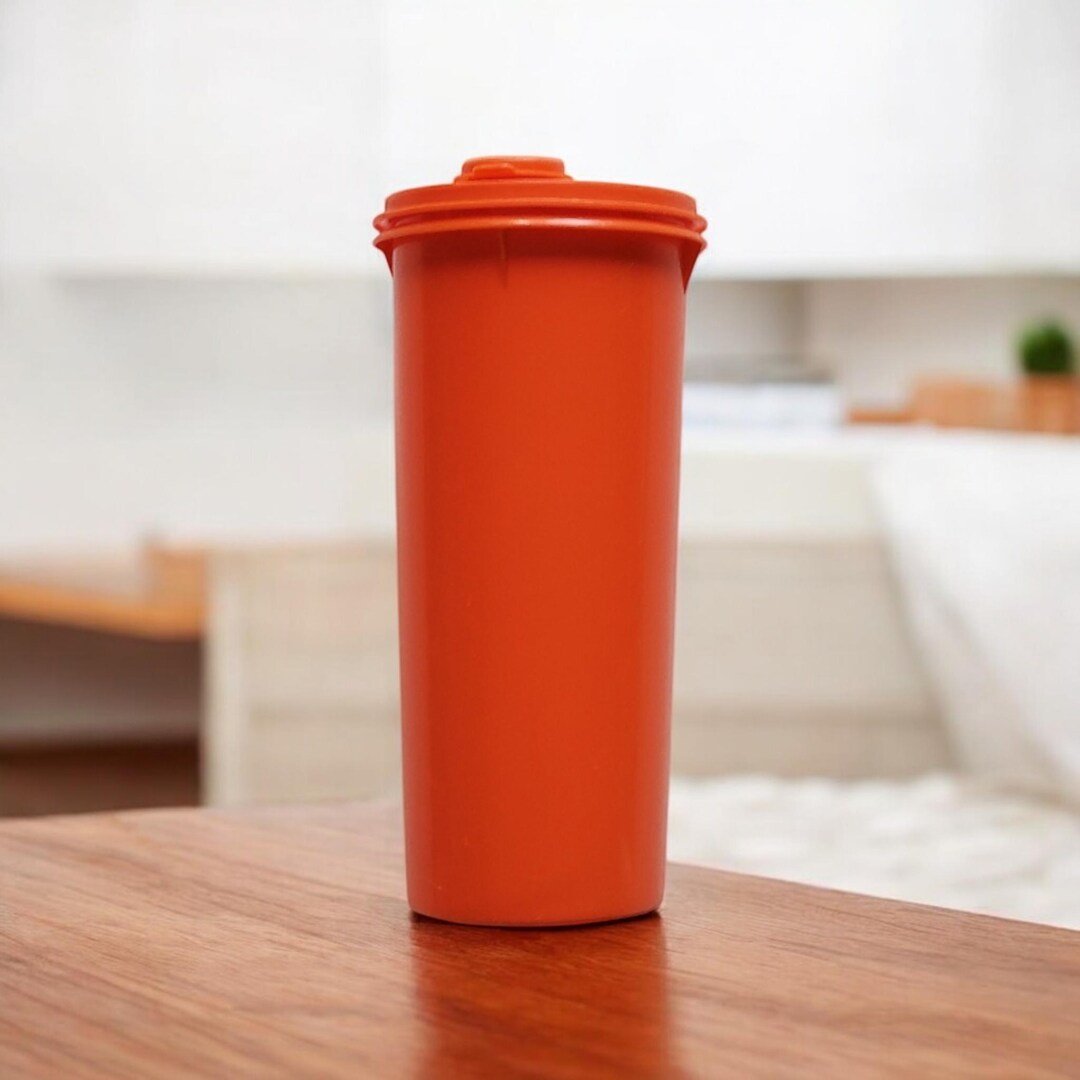 Vintage Orange Tupperware Tall Cannister With Spouted Lid / Vintage ...
