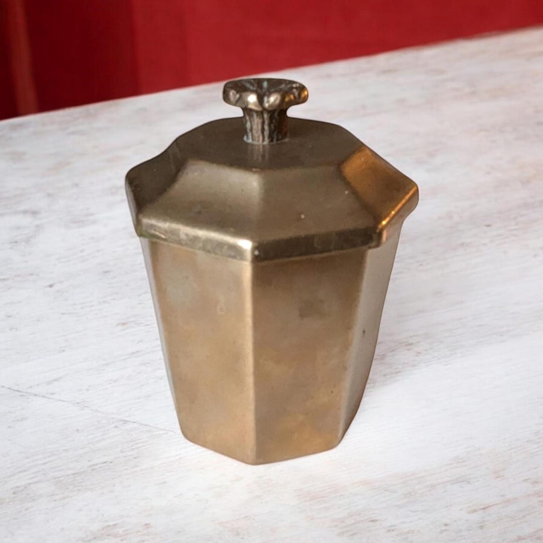Brass Jar With Lid / Unmarked Brass Container / Overall Patina / - Etsy