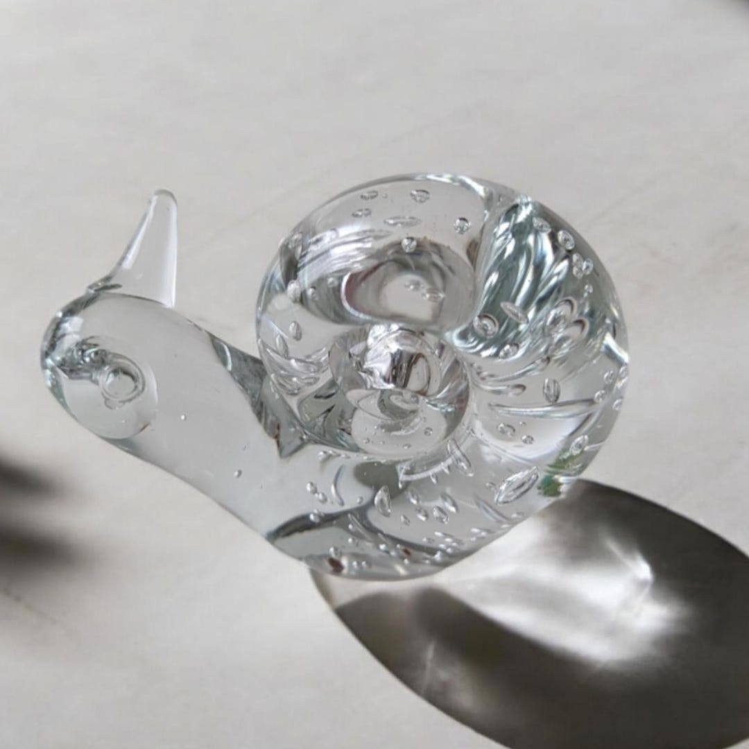 Glass Snail Paperweight / Vintage Paperweight / Glass Snail / Art Glass ...