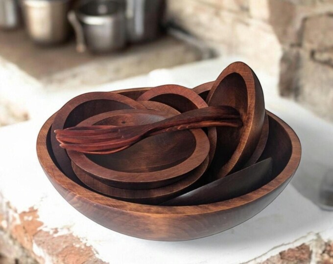Baribocraft Canada Wooden Salad Bowl Set Set of (11) 1950's - 1970's ...