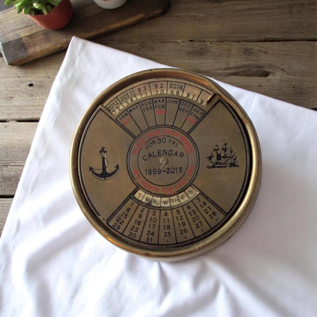 1960's Vintage 50 Year Calendar / Desk Paperweight Calendar / Art Deco ...