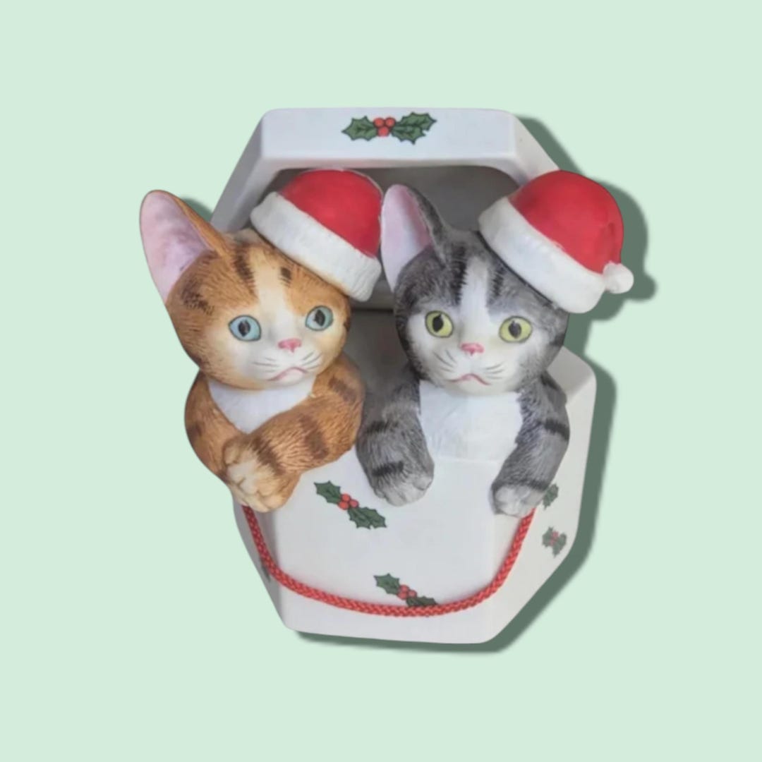 Samaco Japan Christmas Cats Music Box / Grey and Orange Cat / Cute Cats ...