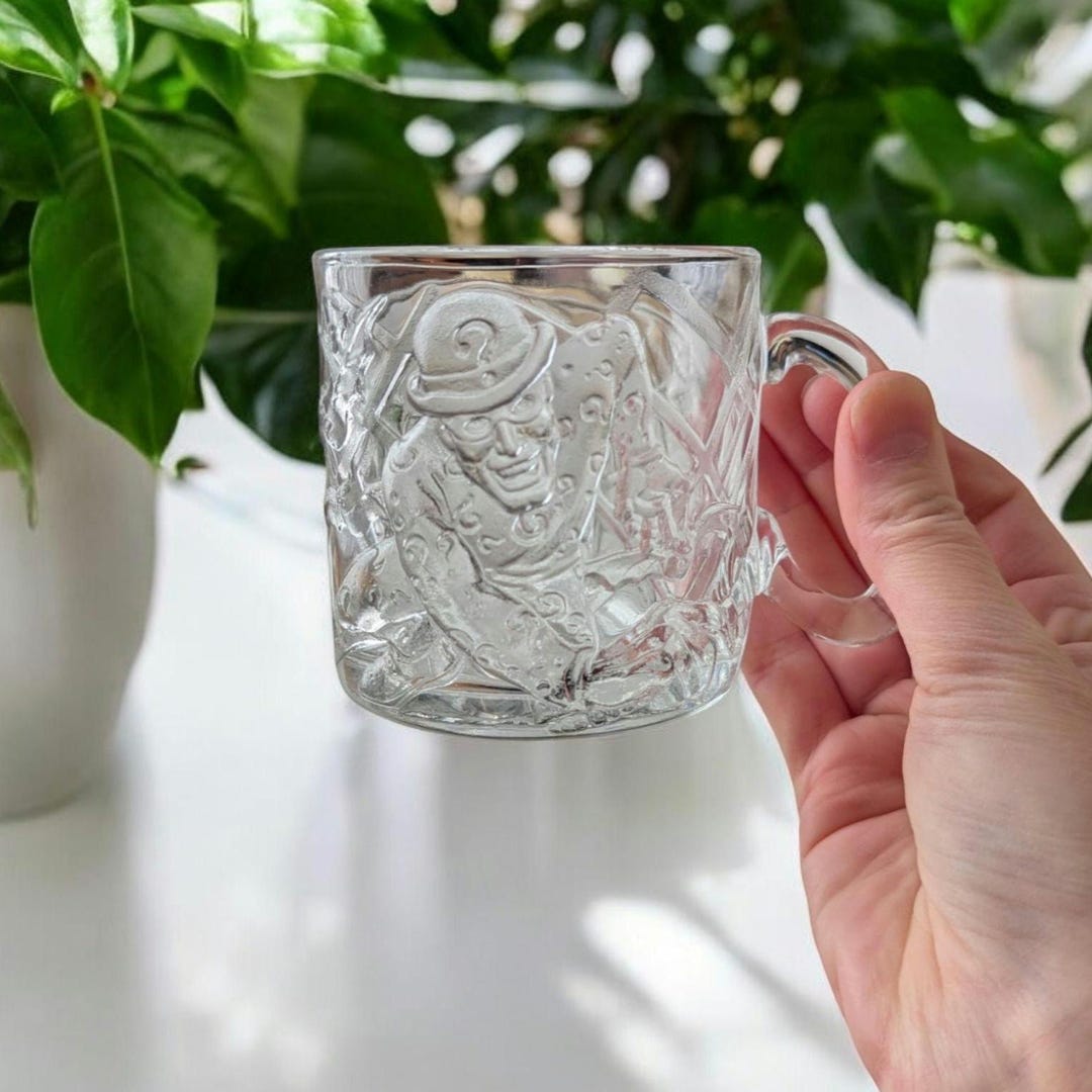 Batman Forever Mug 'the Riddler' Mcdonald's Embossed Glass Cup Souvenir ...