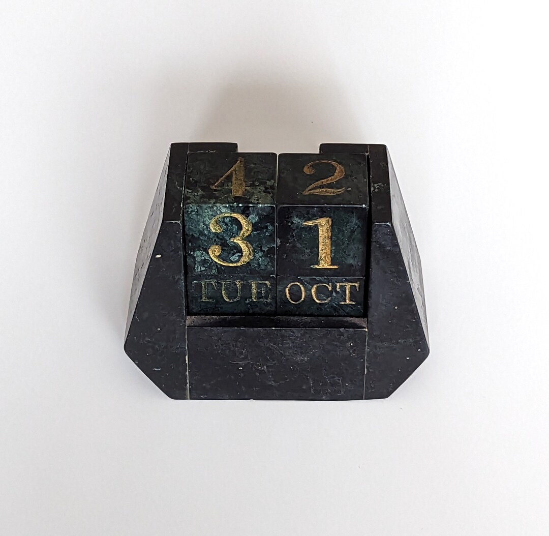 Vintage Marble Perpetual Calendar / Green Marble Calendar / - Etsy