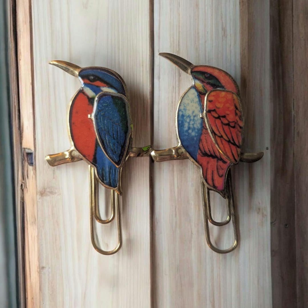 Vintage Bird Book Mark Paperclip 1990s Birds on Brass Paperclip ...