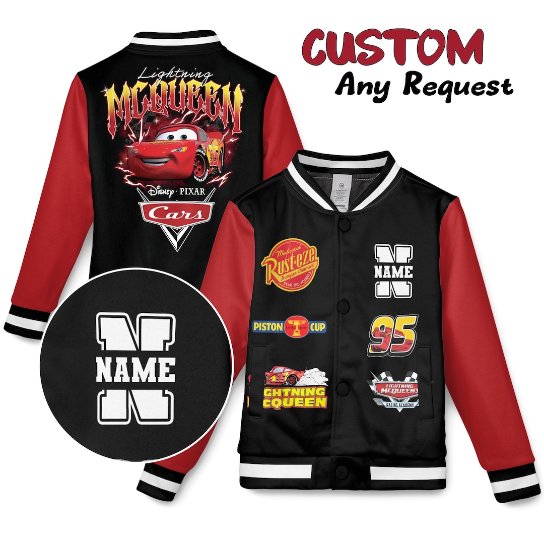 Custom Cars Lightning Mcqueen Rusteze Varsity Jacket, Adult Varsity ...