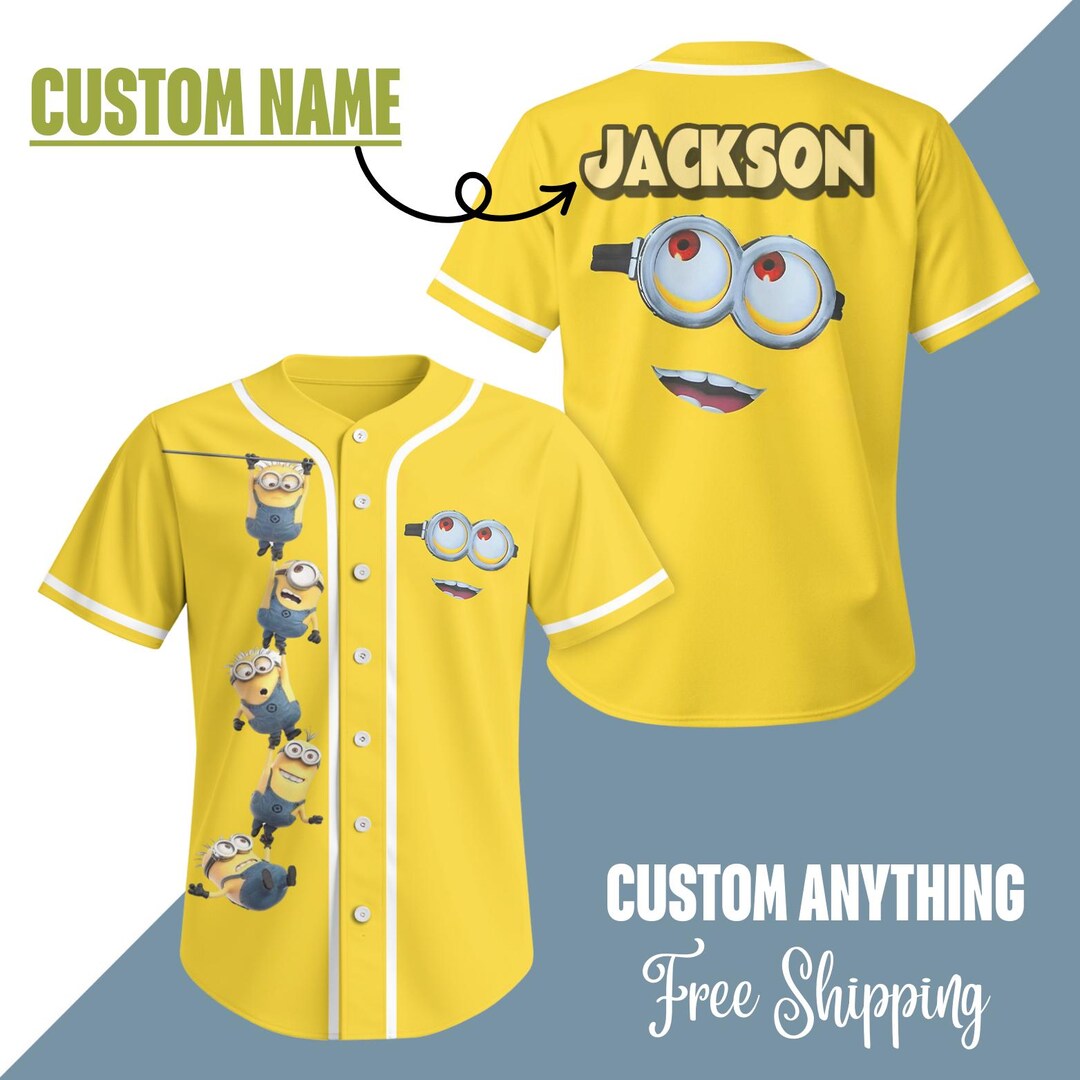 Custom Minion Birthday Baseball Jersey, Minion Jersey Team, Disney ...