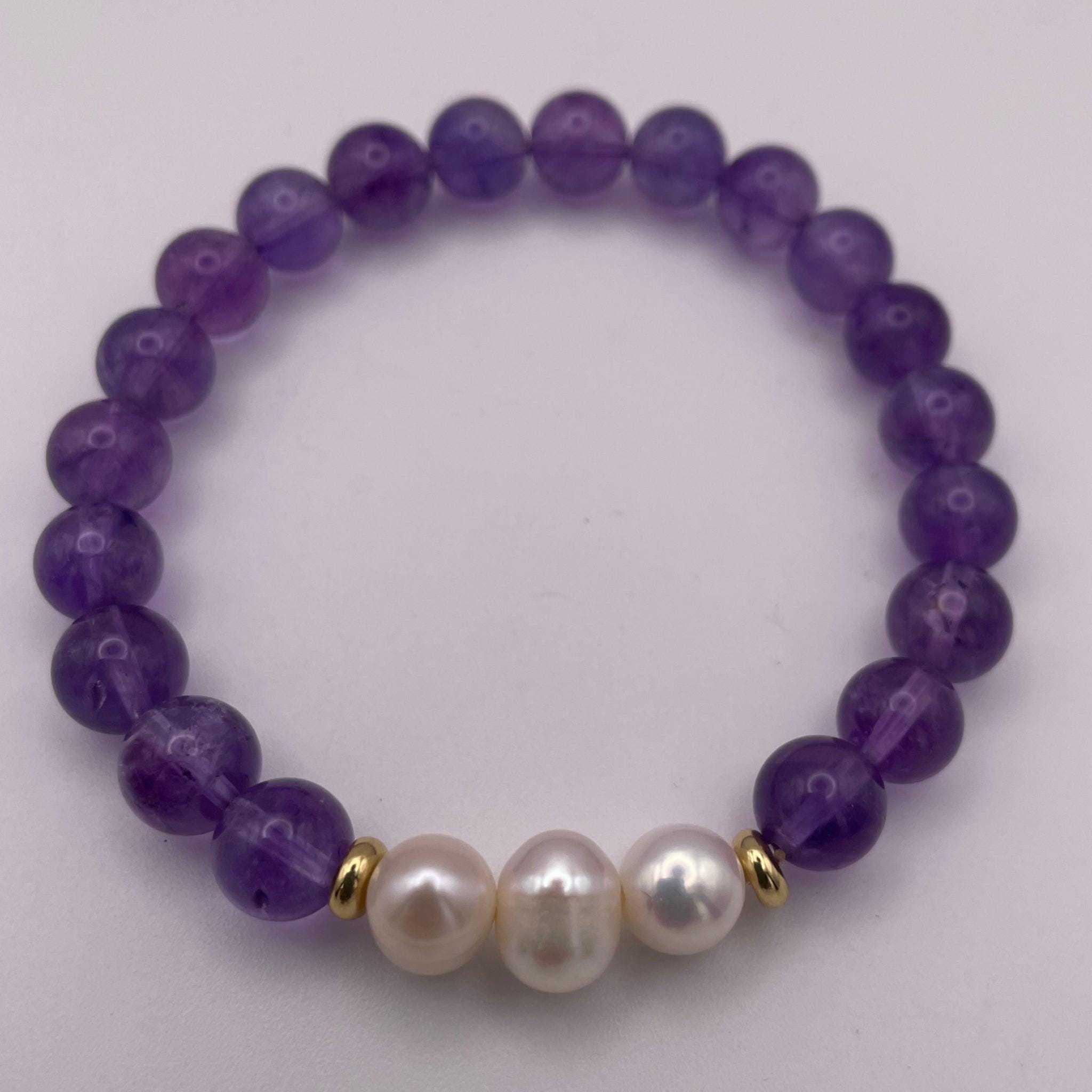 Amethyst Pearl Bracelet - Etsy