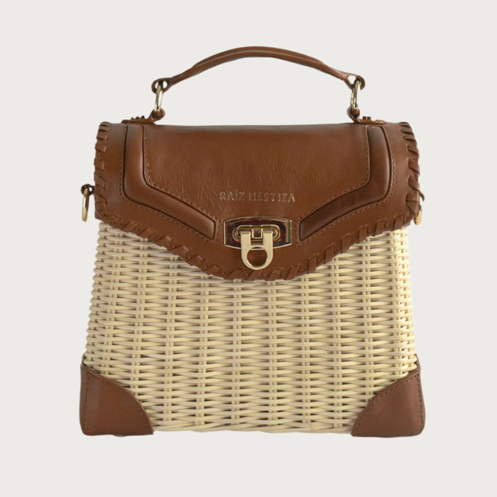 Wicker & Leather Handbag - Handmade Boho Purse | Chic Woven Tote | Gift ...