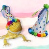 Bearded Dragon Birthday Card, Birthday Party Hat and Balloons, Bearded ...