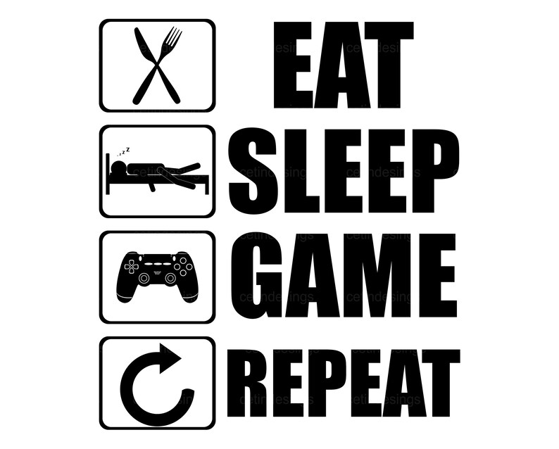 Eat Sleep Game Repeat Svg and Png - Etsy
