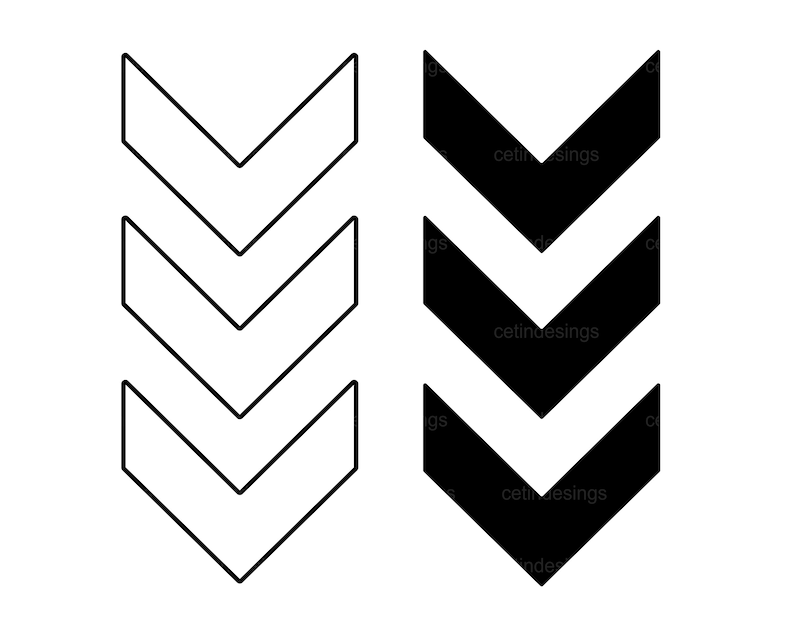 Chevron Arrows Svg, Chevron Arrows Outline Svg, Cricut Cut File and Png ...
