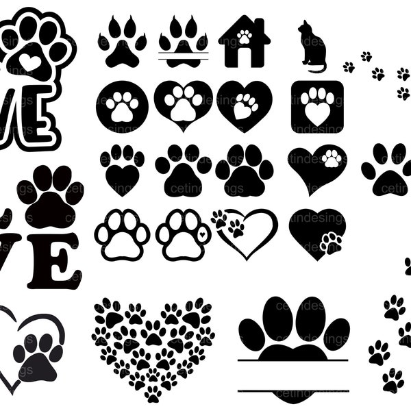 Paw Print Svg - Etsy