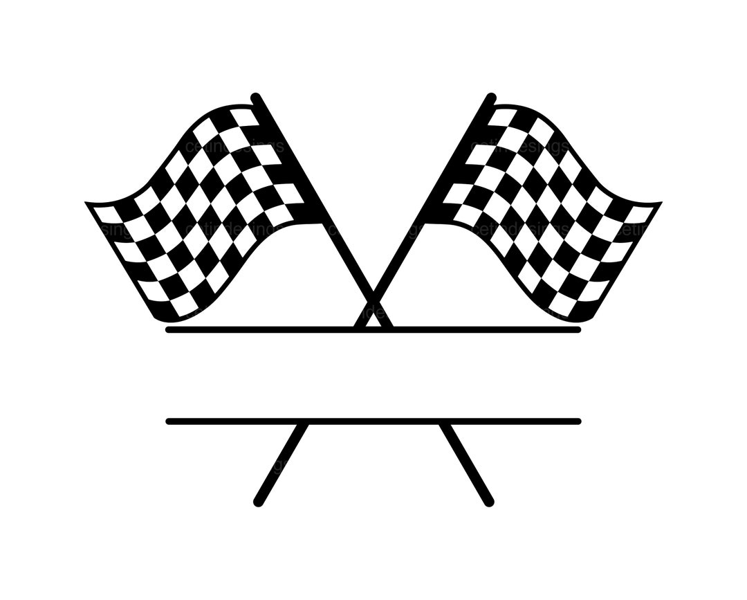 Racing Flag Split Name Frame Svg - Racing Flag Monogram Cut File ...