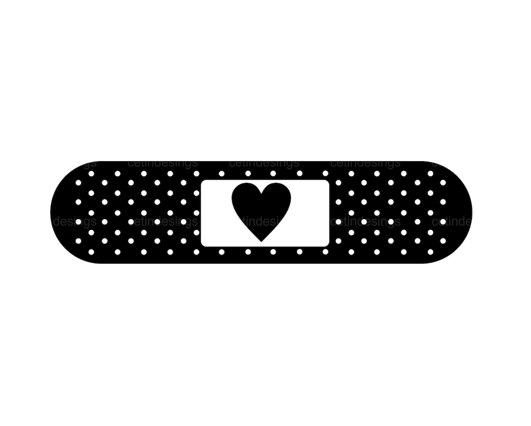 Bandage Heart Svg | Bandaid Heart Cricut Cut File | Heart Plaster First ...