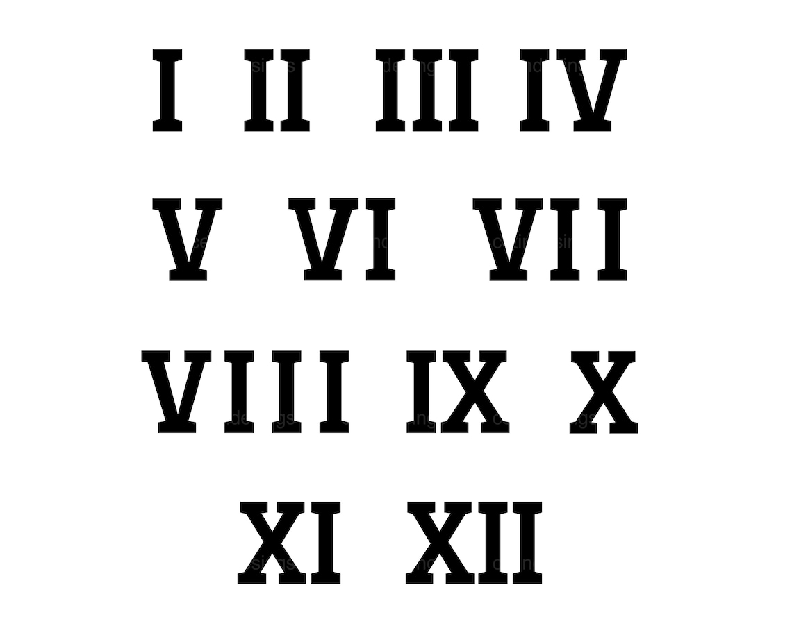 Roman Numerals Svg, Roman Numerals Cut File, Roman Numerals Png, Roman ...