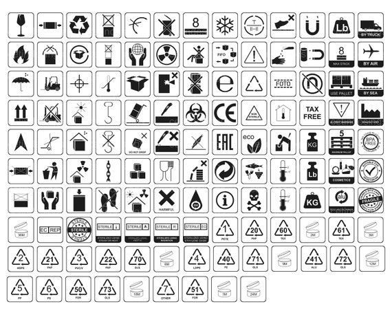 Packaging Symbols Set Packaging Symbols Svg - Etsy
