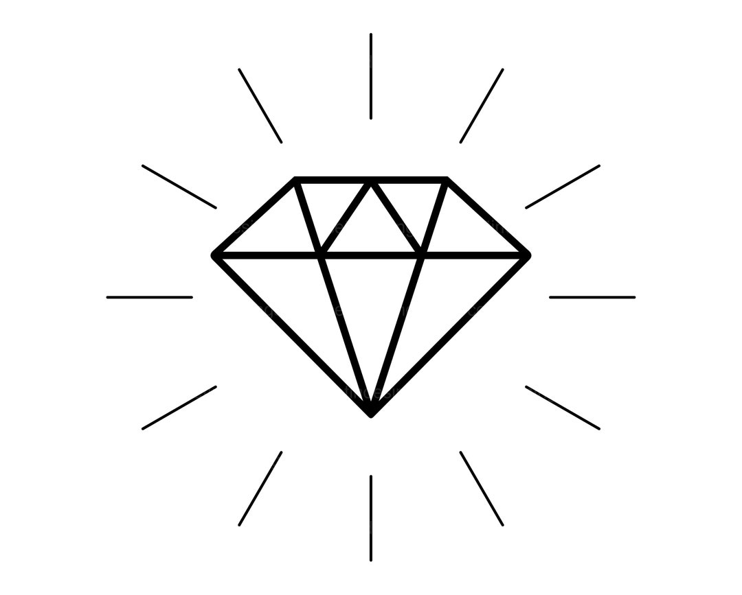 Brilliant Diamond Line Icon Svg and Png - Etsy