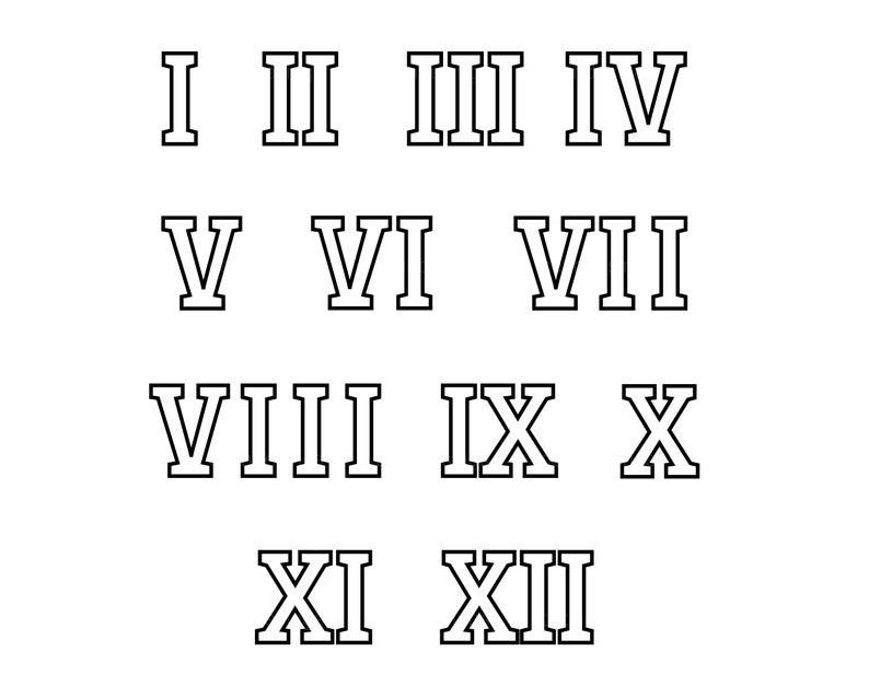 Roman Numerals Outline Svg, Roman Numerals Outline Cut File, Roman ...