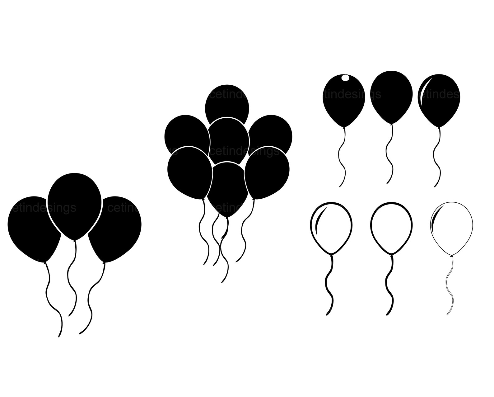 Balloons Svg Bundle - Birthday Balloons SVG - Balloon Clipart - Balloon ...