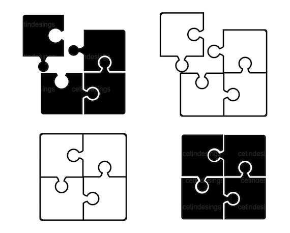 Jigsaw Puzzle Vector, Blank Simple Template 2x2, Four, 59% OFF
