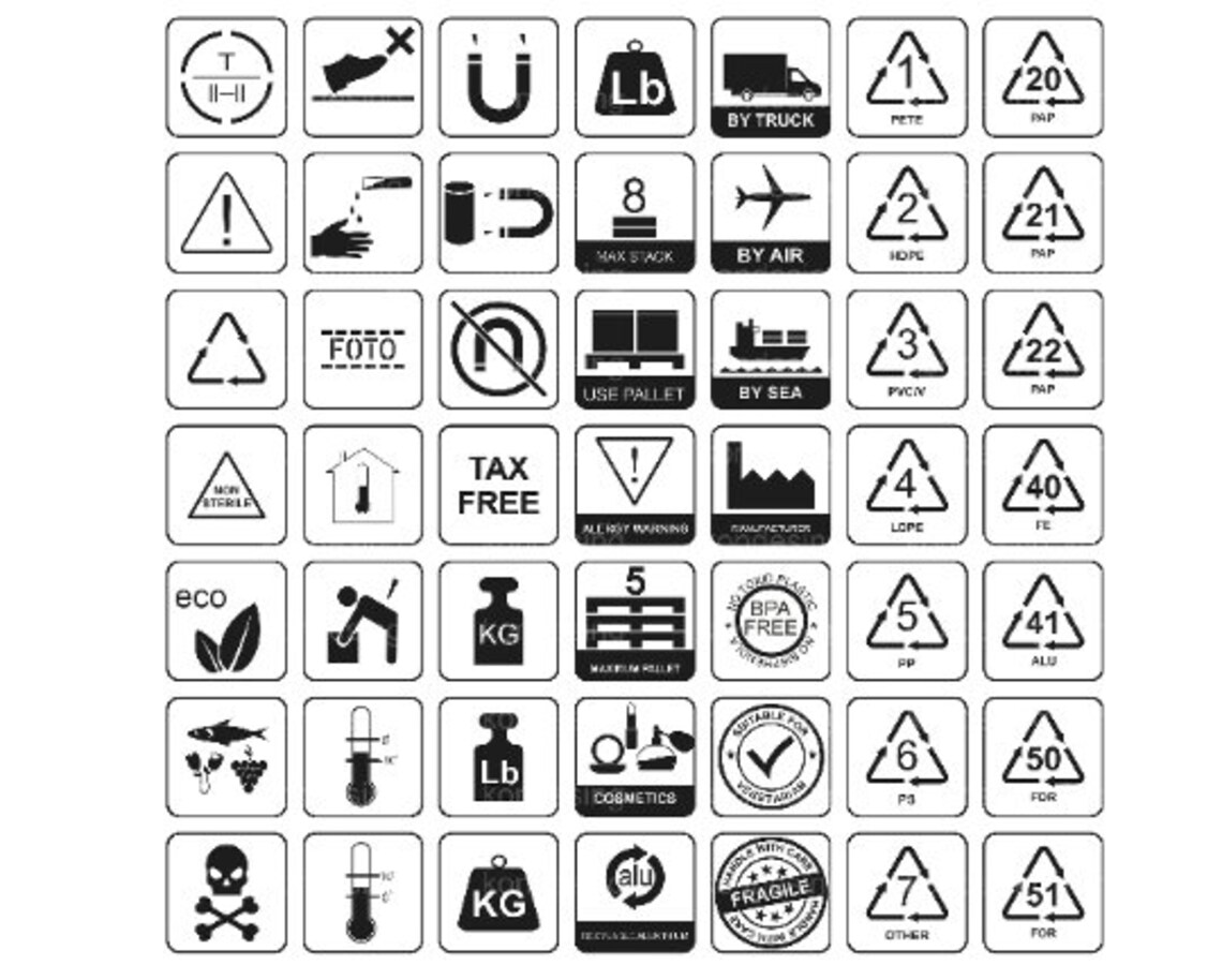 Packaging Symbols Set Packaging Symbols Svg - Etsy