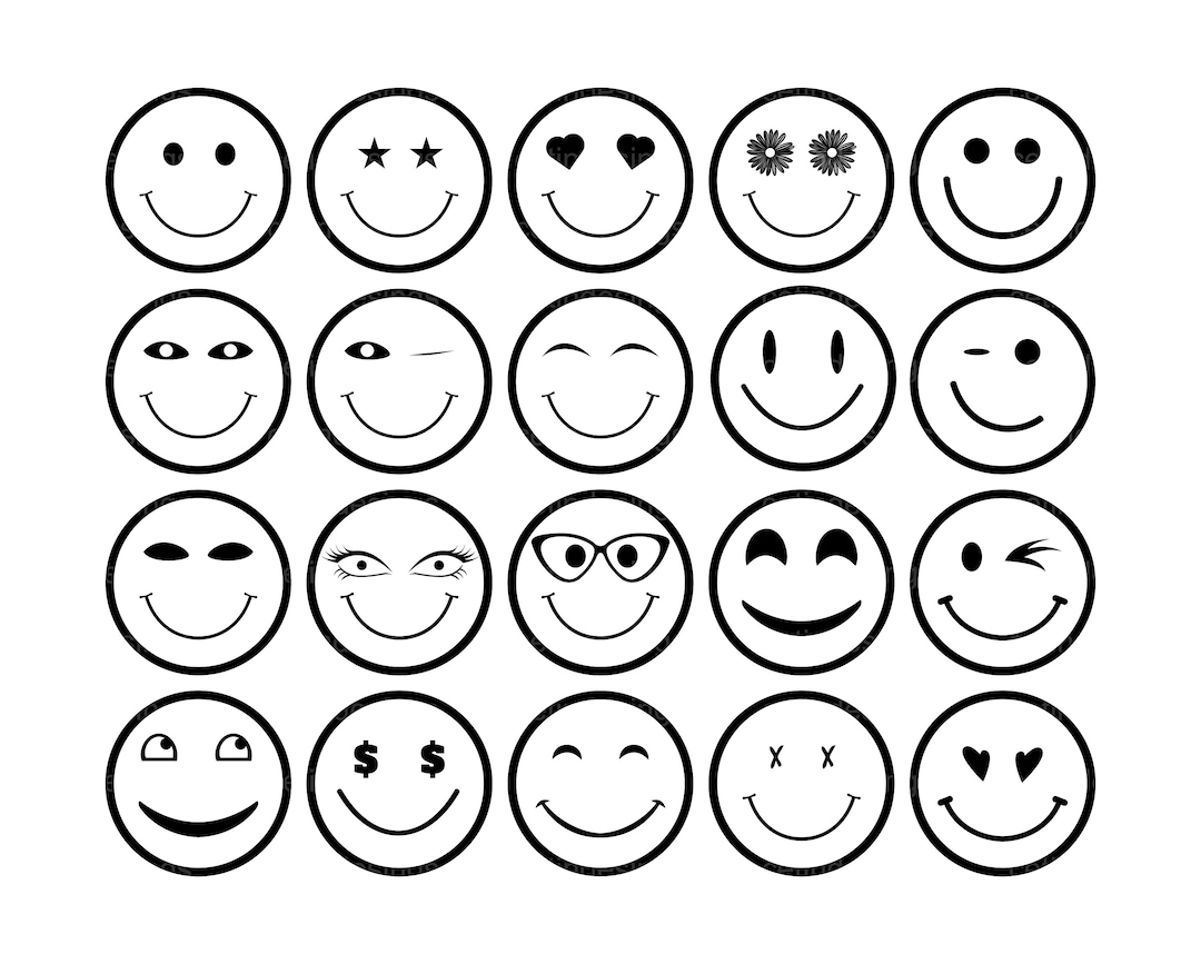 Smiley Face SVG Bundle Happy Face Svg Emoji Svg Smiley Face Clipart ...