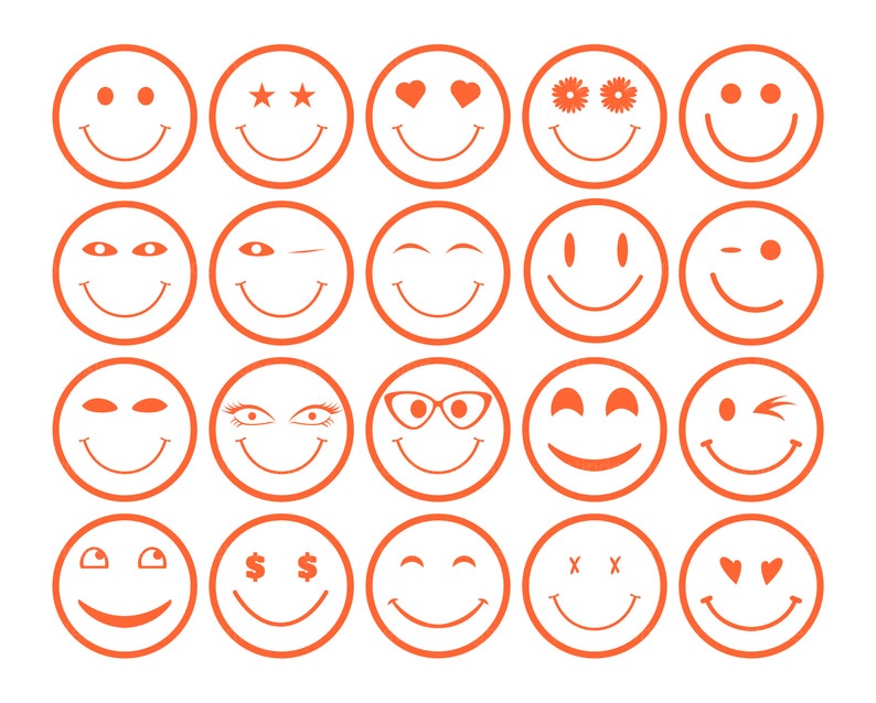 Smiley Face SVG Bundle Happy Face Svg Emoji Svg Smiley Face Clipart ...