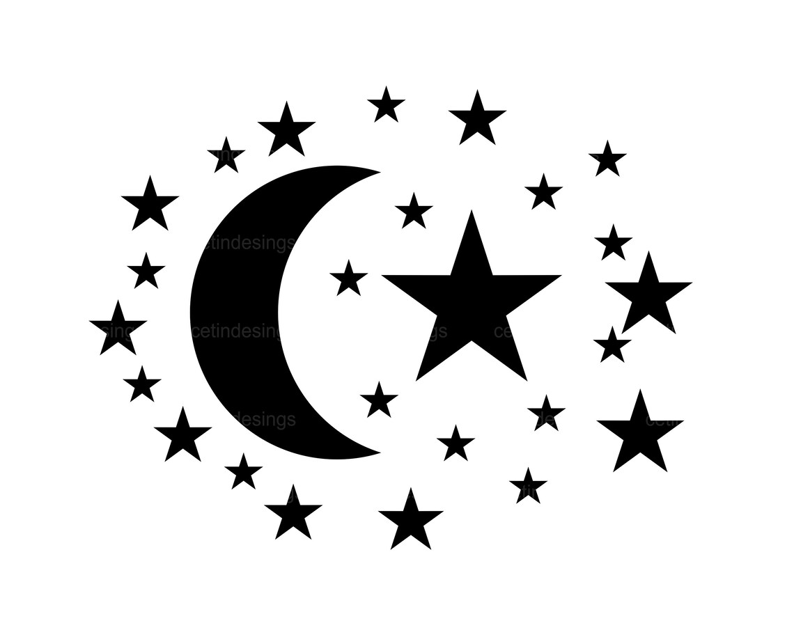 Moon and Stars Svg Png Cut File - Etsy